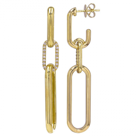 14k Gold Link And Diamond Earrings – KC Signatures